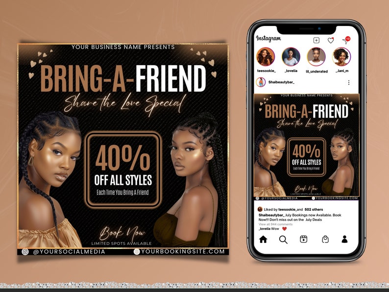 Bring A Friend Sale Flyer, Best Friend Deal, Book Now Braid Flyer ...