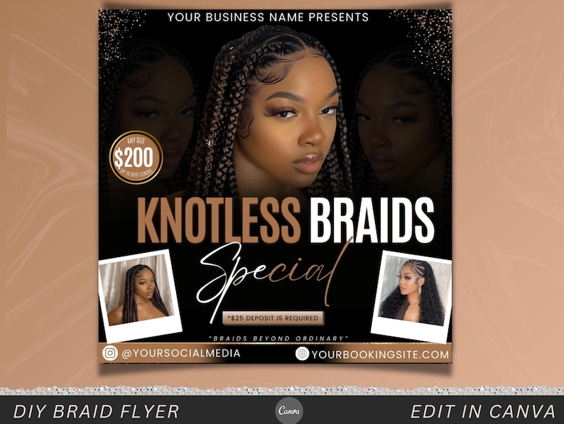 Braids Flyer, Knotless Braid Sale Flyer, Braids Special Booking Flyer ...