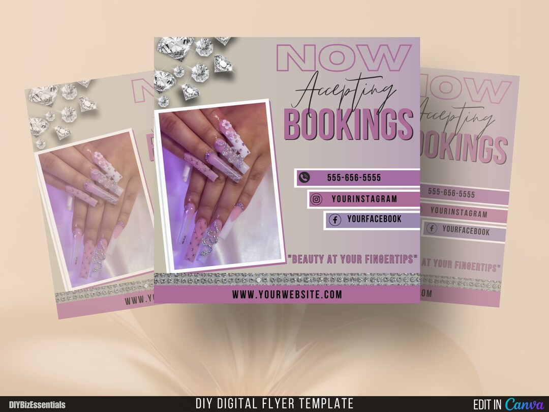Nail Flyer Template, Book Now Appointment Flyer, Editable Canva ...
