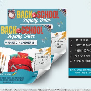 Back to School Supply Drive Flyer Template, Back to School Donations ...