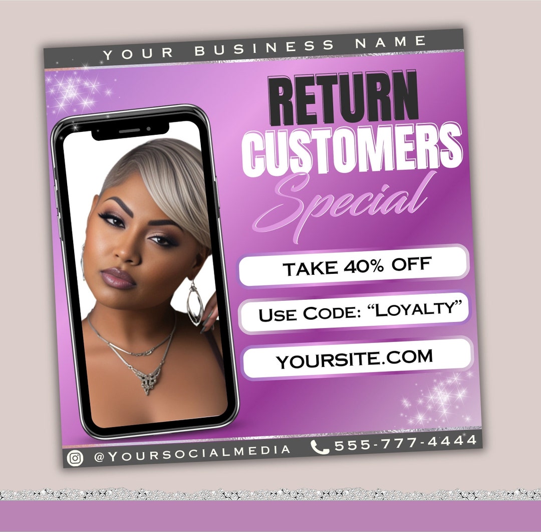 Return Customers Special Flyer Template, Editable Makeup Client ...