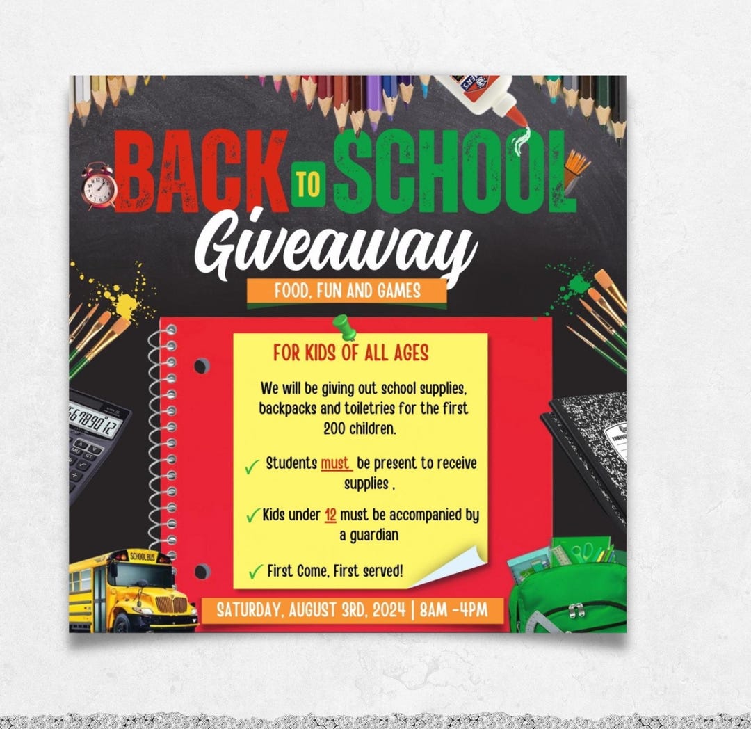 Back to School Giveaway Flyer, Printable Back 2 School Flyer, DIY ...
