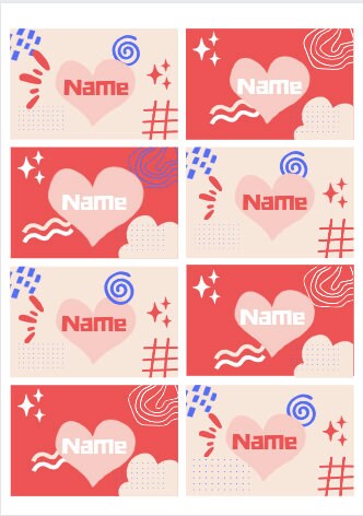 Heart Name Tags (editable Canva Template) - Etsy