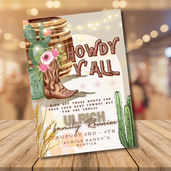 Western Themed Invitation digital Canva Template - Etsy