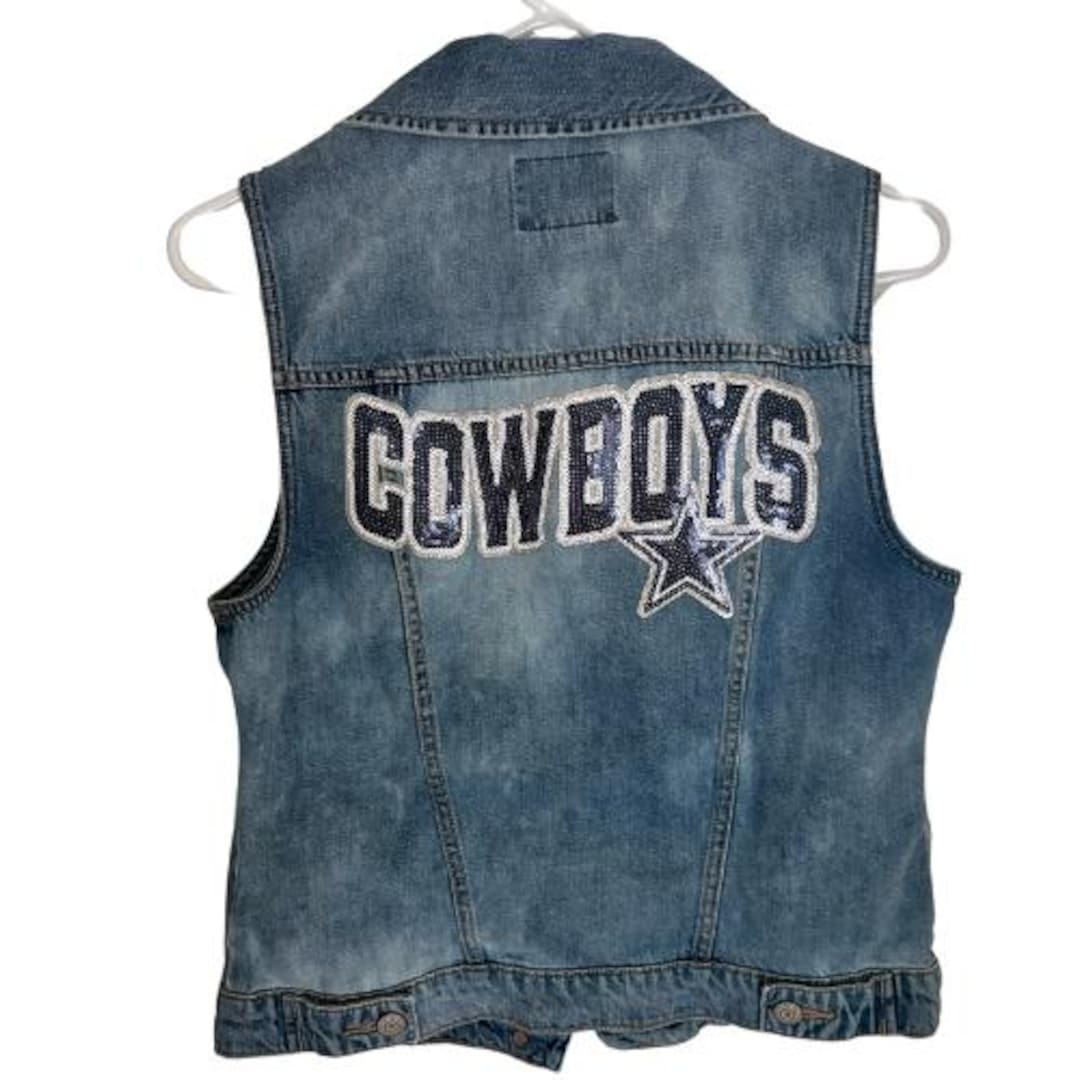 Vintage Jean Vest With Dallas Cowboys Patch/logo - Etsy