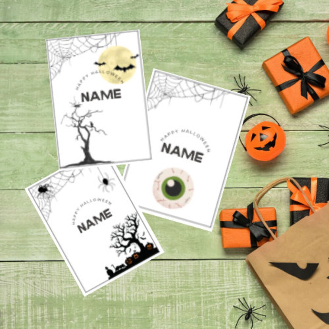 Halloween Name Tags (editable Canva Template) - Etsy
