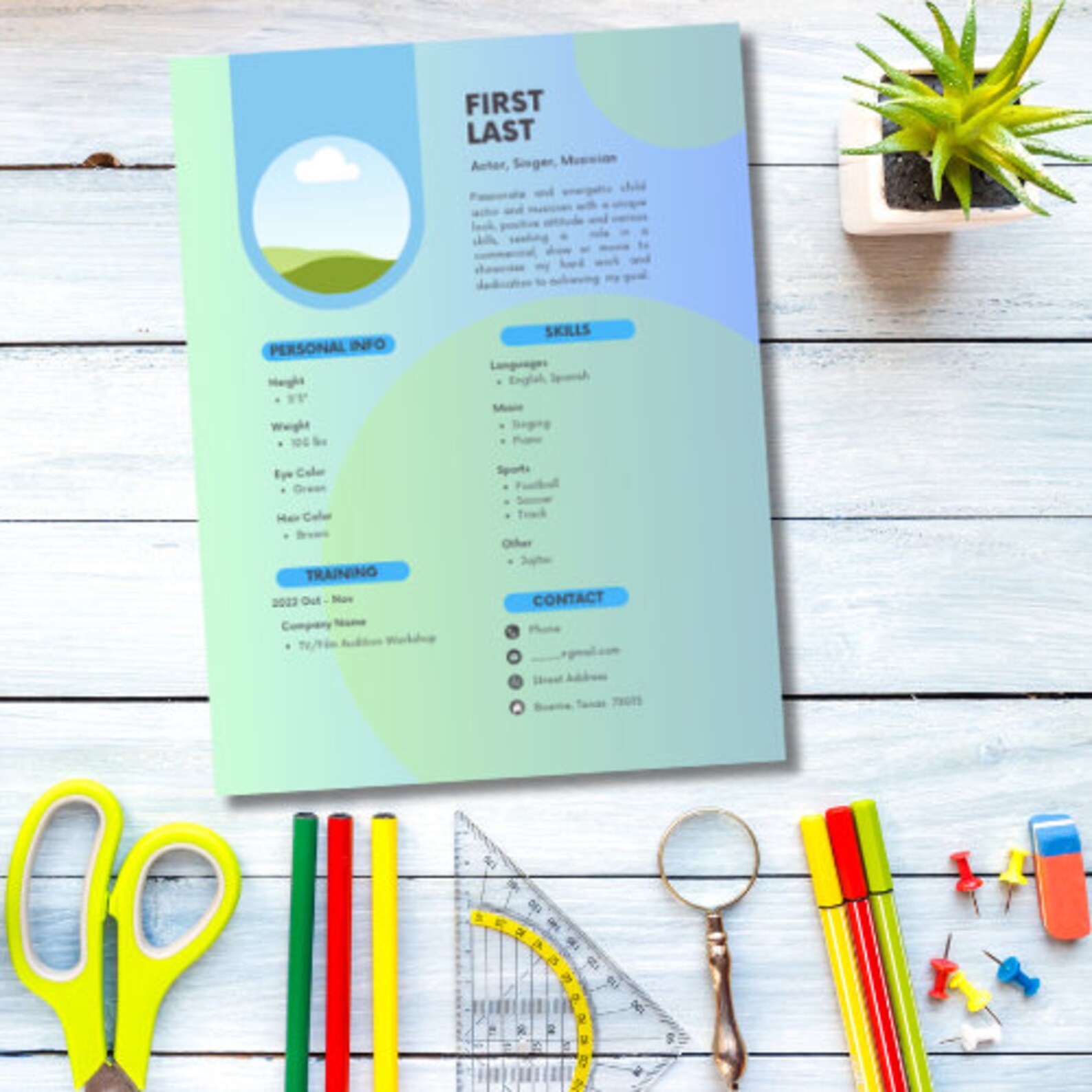 Child Actor Resume (editable Canva Template) - Etsy