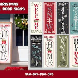 Christmas Porch Sign SVG Bundle, Vertical Xmas Porch Sign SVG ...