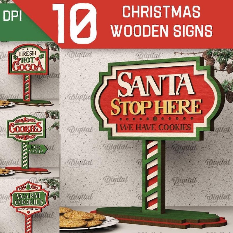 Santa Wooden Sign Stop Here - Etsy