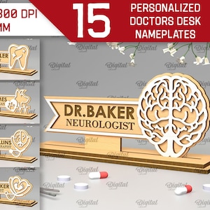 3D Doctor Desk Nameplates Bundle, Personalized Name Plate Laser Cut ...