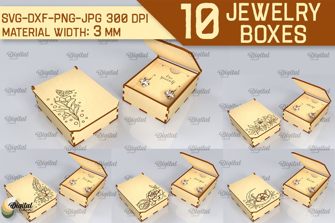 3D Earring Gift Boxes Laser Cut Bundle, Jewelry Holder Lasercut ...