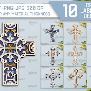 3D Layered Cross Bundle, Cross Laser Cut, Cross Layered Paper Cut ...