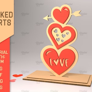 Stacked Hearts Bundle, 3D Laser Cut Layered Hearts, Valentine's Day ...