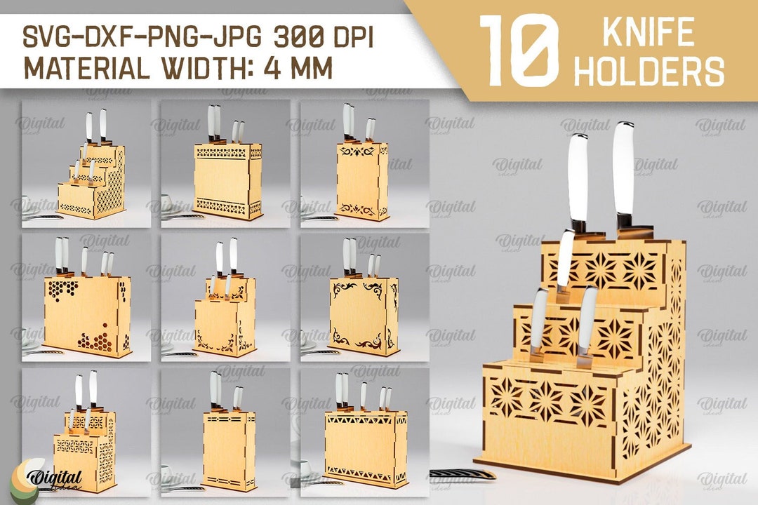 3D Knife Holders Bundle, 3D Knive Storage Box, Knife Station Svg, Knife ...