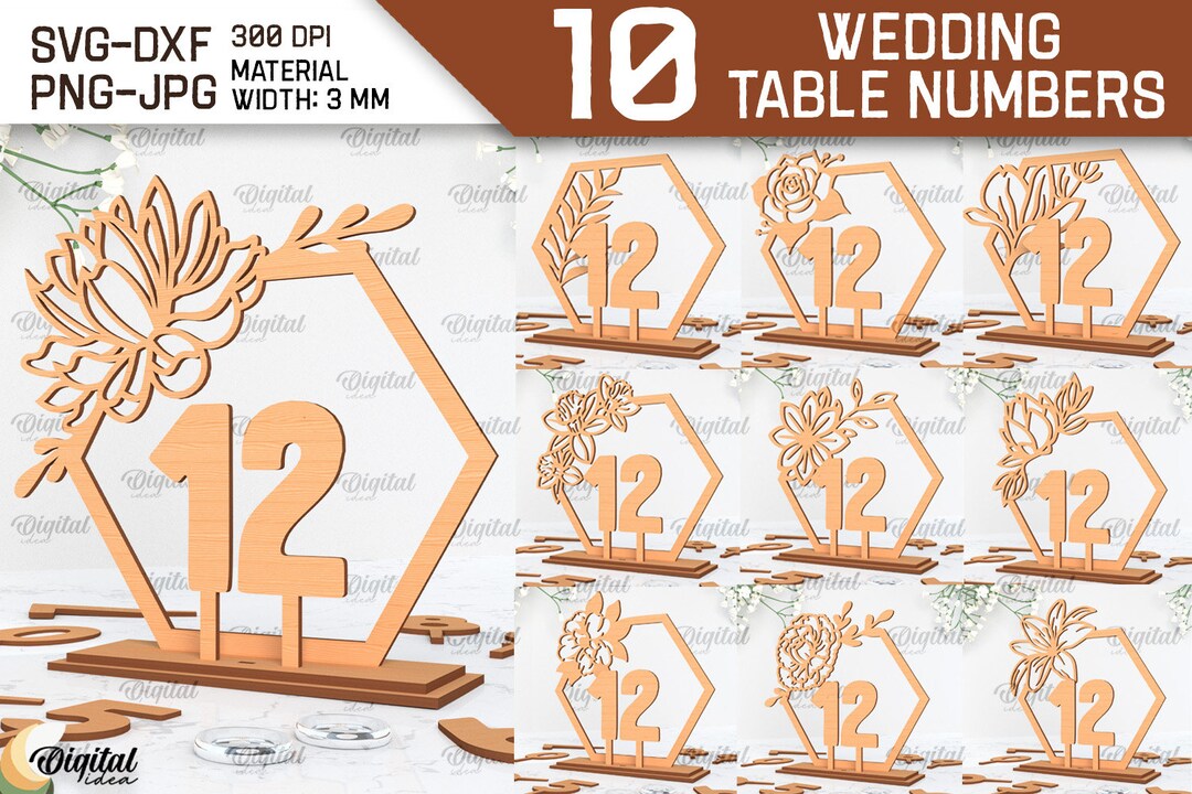 Wedding Table Numbers Bundle, 3D Standing Table Numbers Laser Cut ...