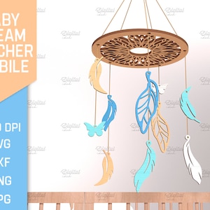 Baby Dreamcatcher Mobile Bundle, 3D Laser Cut, Crib Mobile Lasercut ...