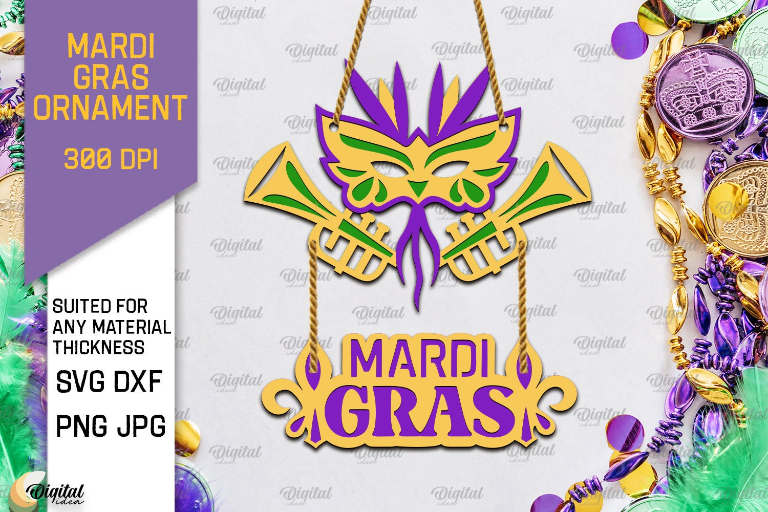 Mardi Gras Ornaments Bundle, Carnival Mask Paper Cut, 3D Laser Cut ...
