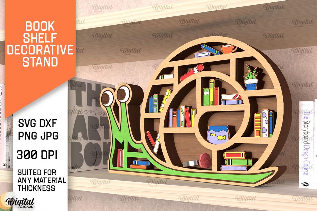 3D Book Shelf Decorative Stand, Snail Decorative Layered Stand Laser ...