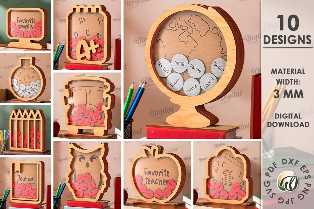 3D Personalized Teacher Token Jars Bundle, Reward Jar Laser Cut ...