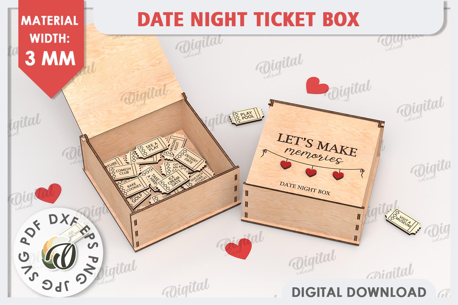 3D Date Night Ticket Boxes Bundle, Personalized Valentine's Day Date ...