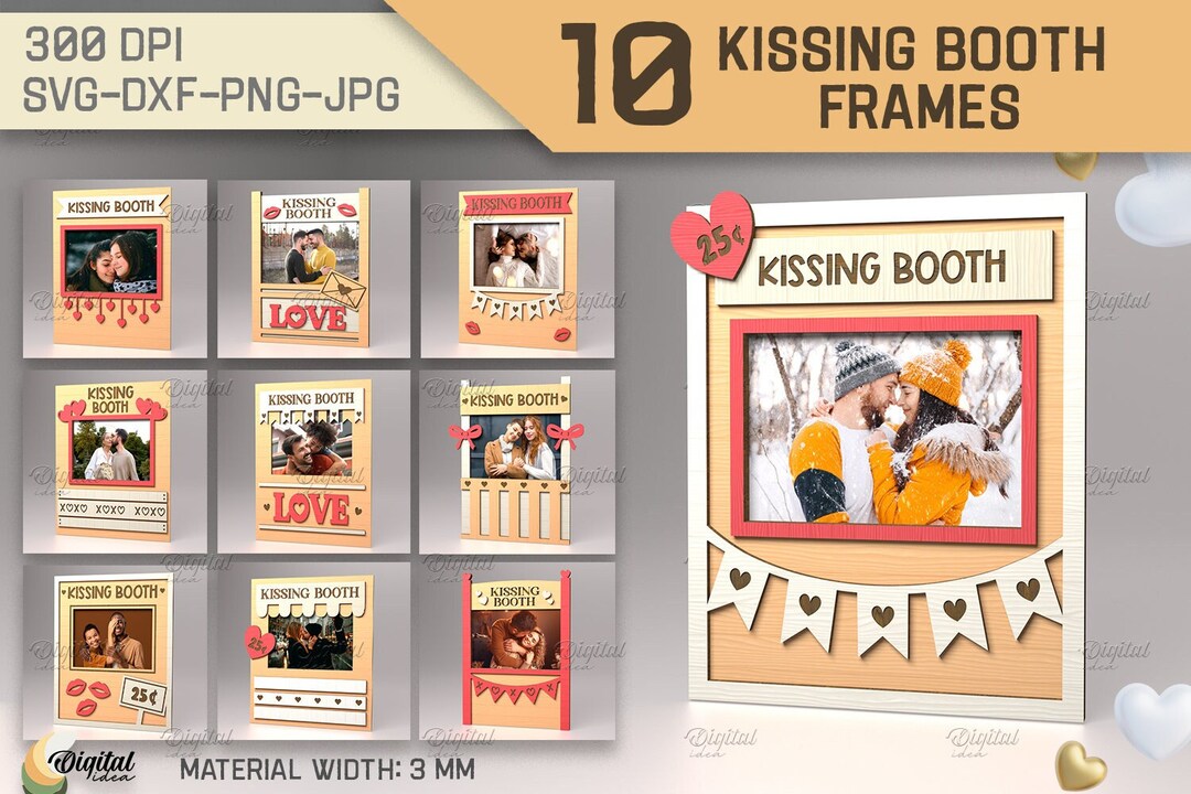 Valentine's Day Kissing Booth Frames Bundle, 3D Valentine Couple ...