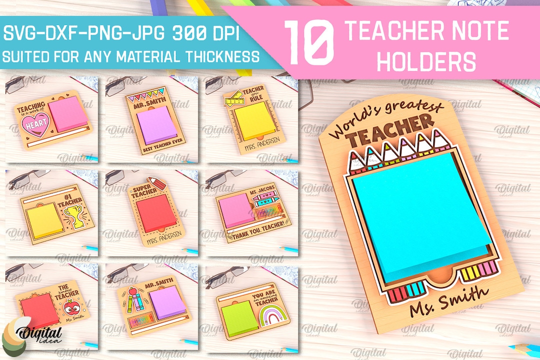 3D Teacher Note Holders Bundle, Personalized Note Holder Lasercut ...