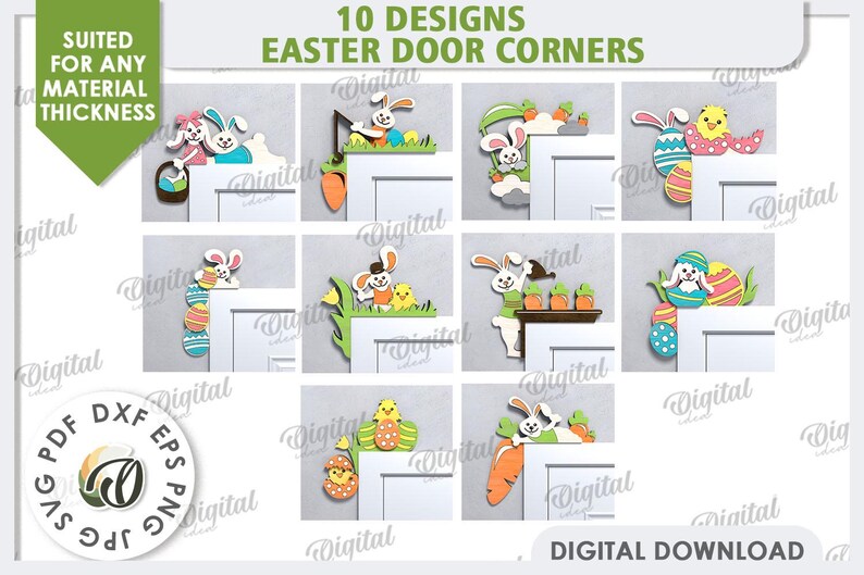 3D Easter Door Corners Bundle, Easter Trim Corner Laser Cut, Spring ...