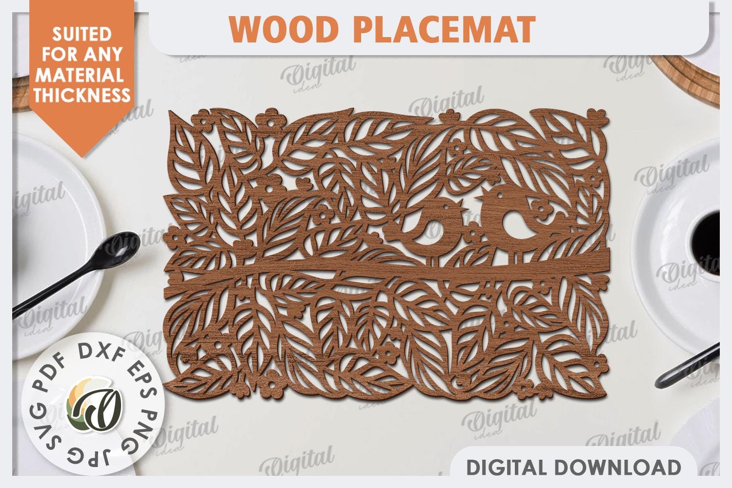 Wooden Placemats Bundle, Decorative Table Mat Laser Cut, Kitchen Decor ...