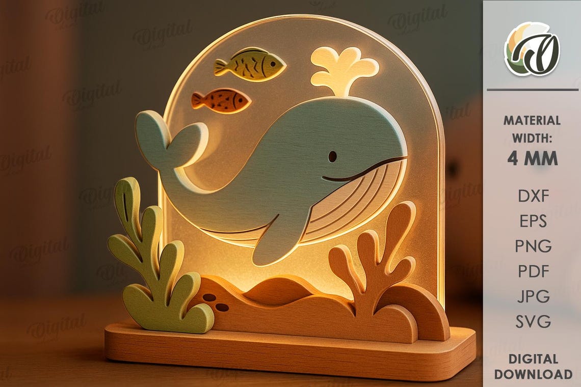 3D Kids Led Night Stands Bundle, Baby Room Lightbox Laser Cut, Wooden ...