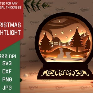 3D Christmas Night Lamps Bundle, Christmas Nightlight Laser Cut, Xmas ...