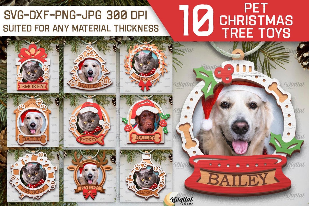 3D Pet Christmas Tree Frames Bundle, Picture Frame Ornament Lasercut ...