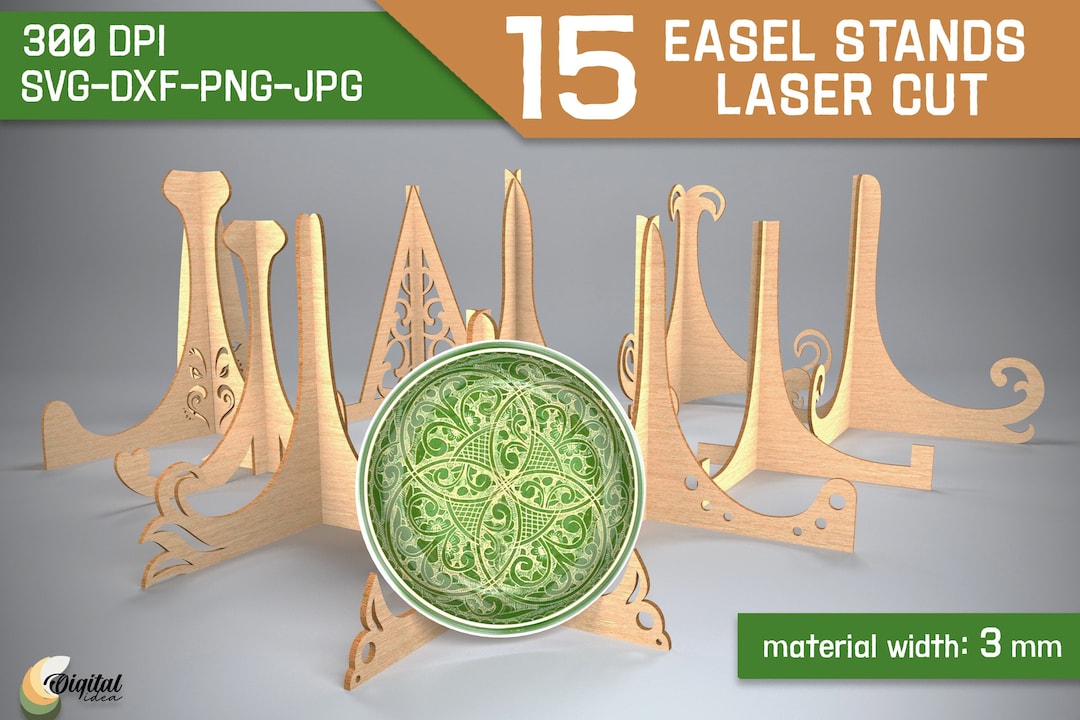 Easel Stands Laser Cut Bundle, 3D Glowforge Display Stands, Photo Frame ...