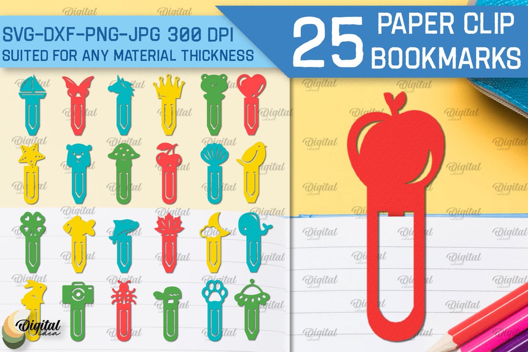 Paper Clip Bookmarks SVG Bundle, Book Bookmark Paper Cut, Bookmark ...