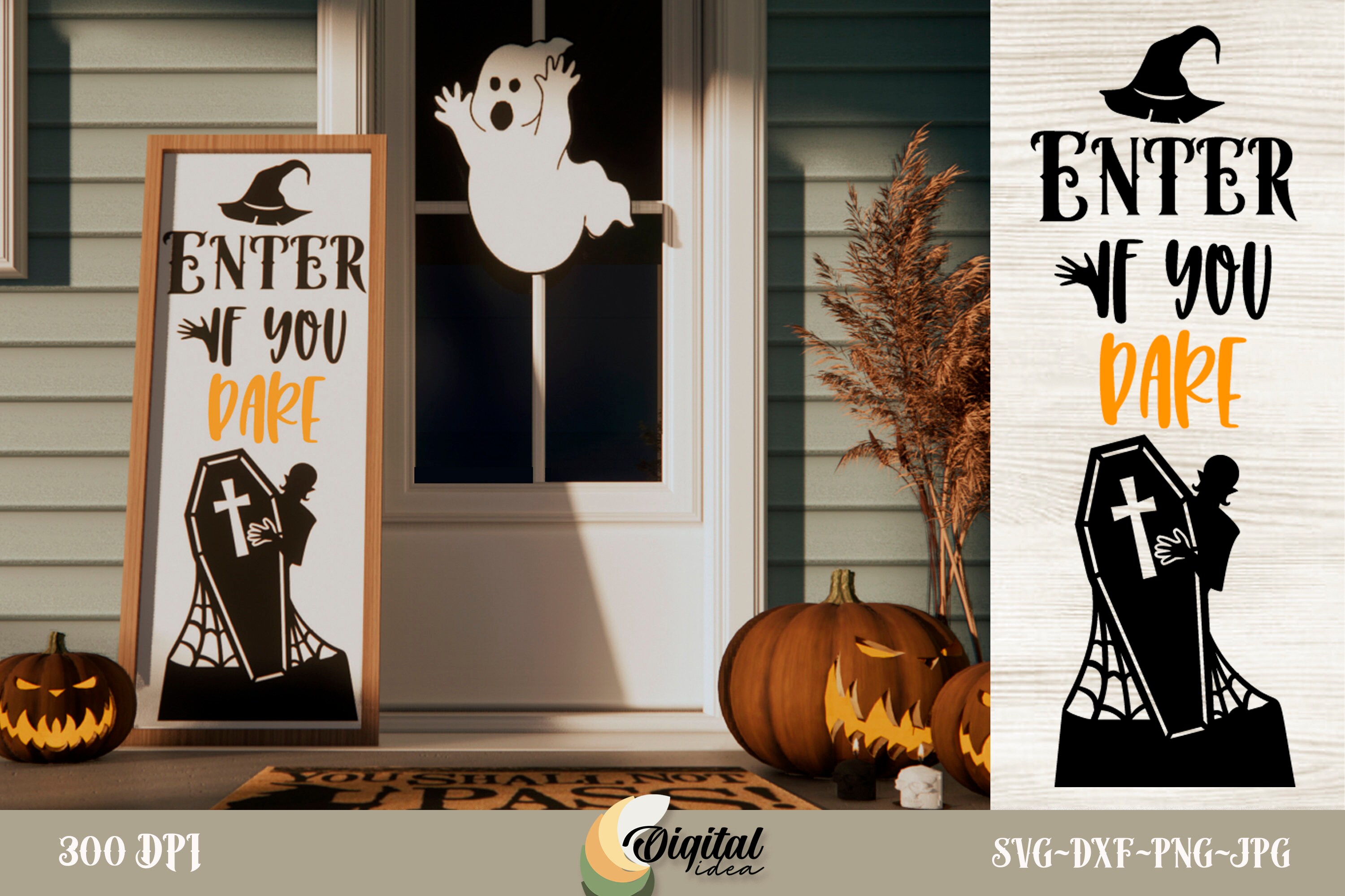 Halloween Porch Sign SVG Bundle, Vertical Halloween Porch Sign SVG ...