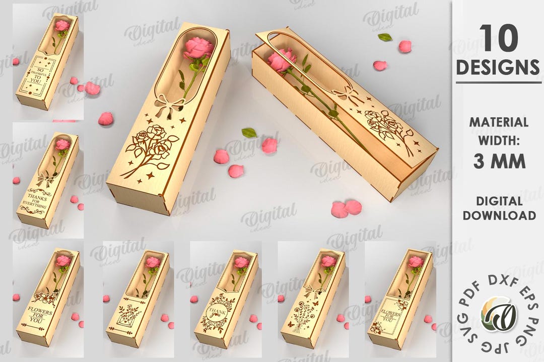 3D Wooden Flower Boxes Bundle, Flower Holder Laser Cut, Mothers Day ...