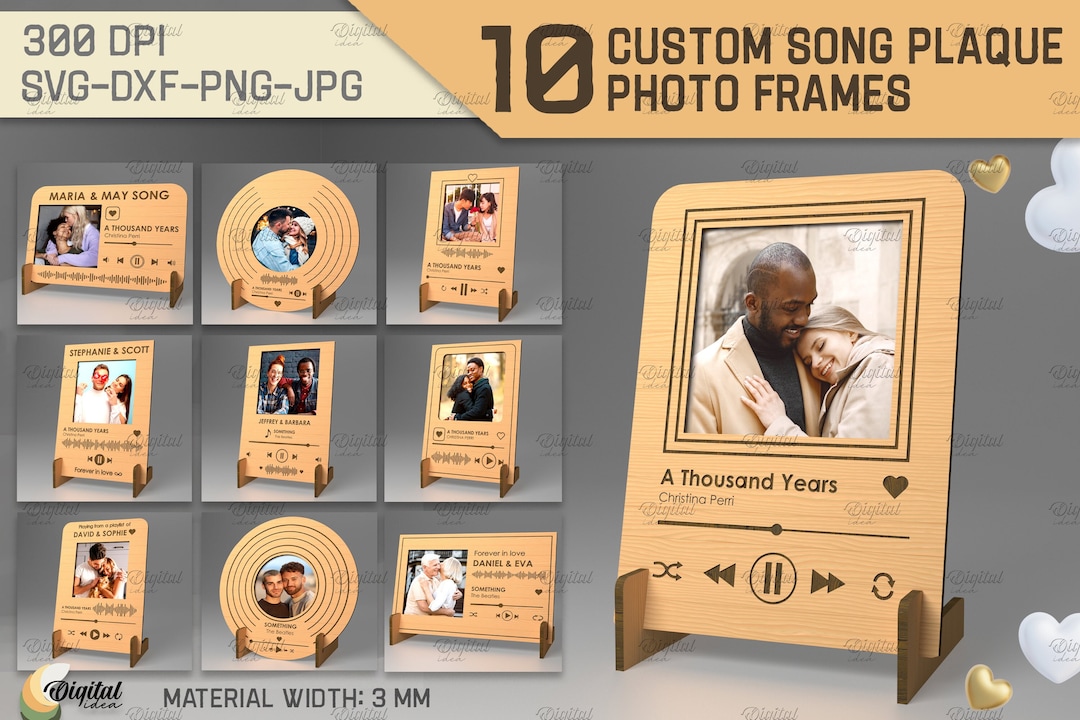 3D Personalized Song Plaque Photo Frames Bundle, Custom Spotify ...