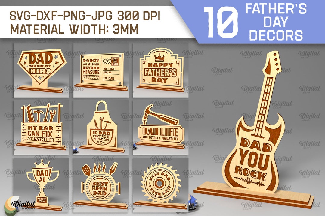 3D Father's Day Decors Bundle, Dad Stand Svg, 3D Laser Cut Home Decor ...