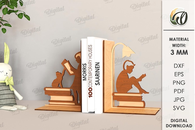 3D Bookends Bundle, Kids Bookend Laser Cut, Book Holder Glowforge ...