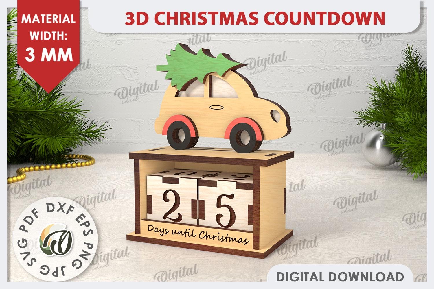 3D Christmas Countdowns Bundle, Days Until Xmas Calendar Laser Cut ...