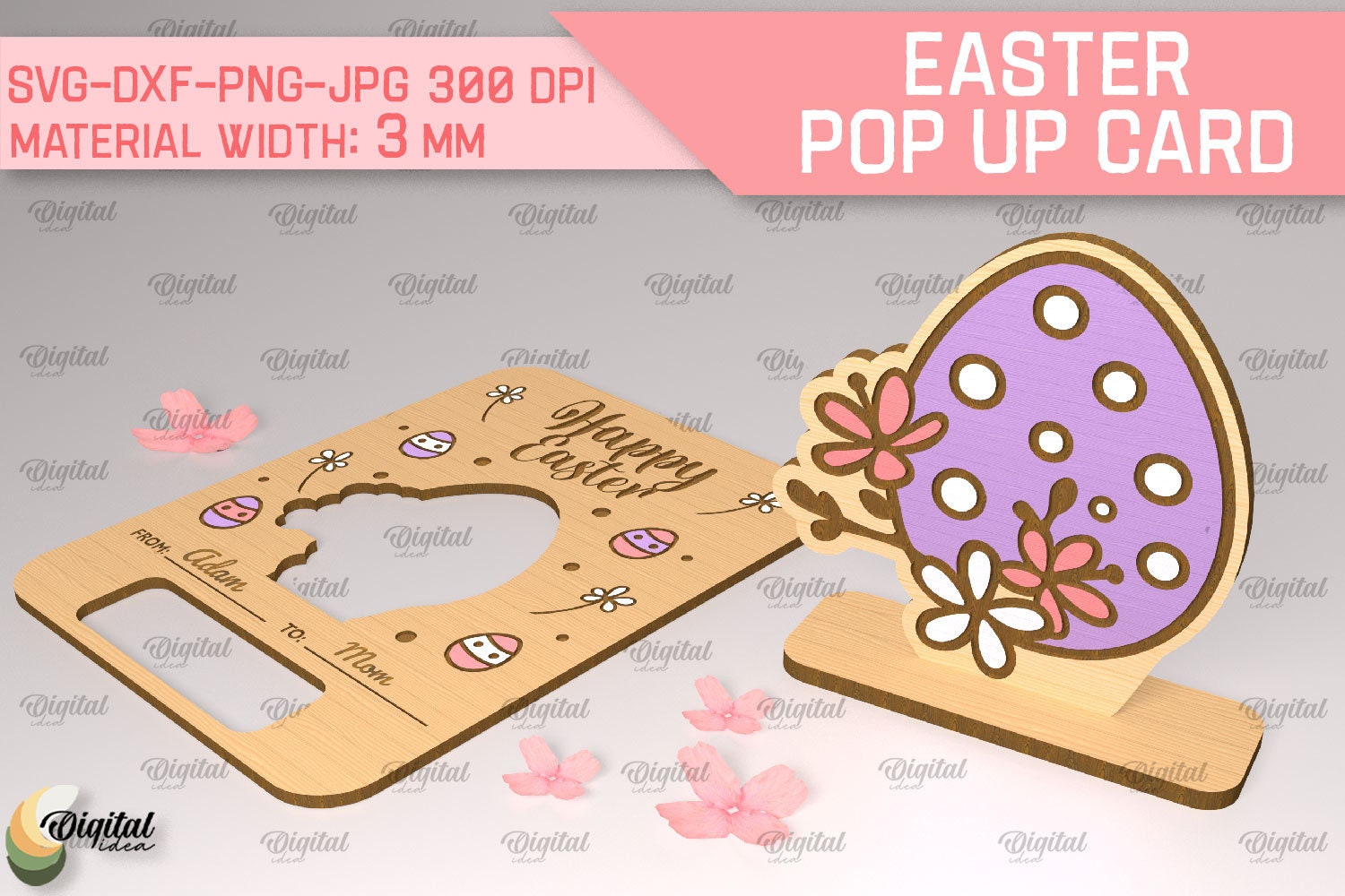 3D Easter Pop up Cards Bundle, Easter Greeting Card Laser Cut, Wooden ...