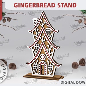 3D Gingerbread Stands Bundle, Xmas Gingerbread House Laser Cut, Stacked ...