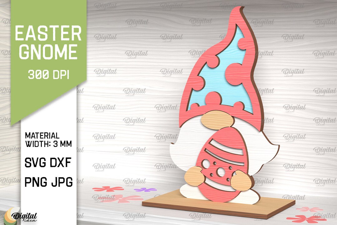 3D Easter Gnome, 3D Gnome Svg Laser Cut, Spring Gnome, Easter Egg Svg ...