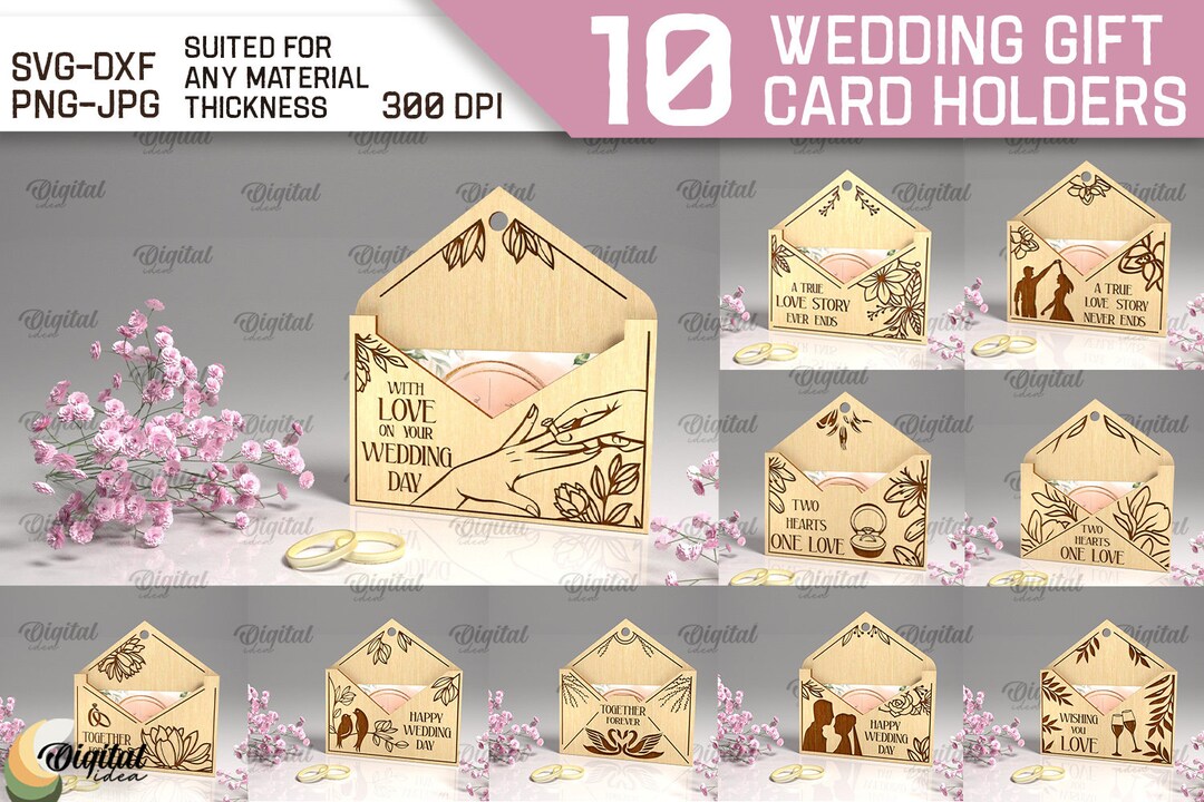 3D Wedding Gift Card Holders Laser Cut Bundle, 3D Card Holder Box Glowforge, Wedding Envelope ...