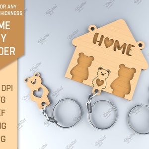3D Home Key Holders Laser Cut Bundle, Hanging House Keyichain Key ...