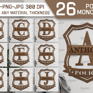 Police Monogram Alphabet Bundle, Police Badge Laser Cut, Personalized ...
