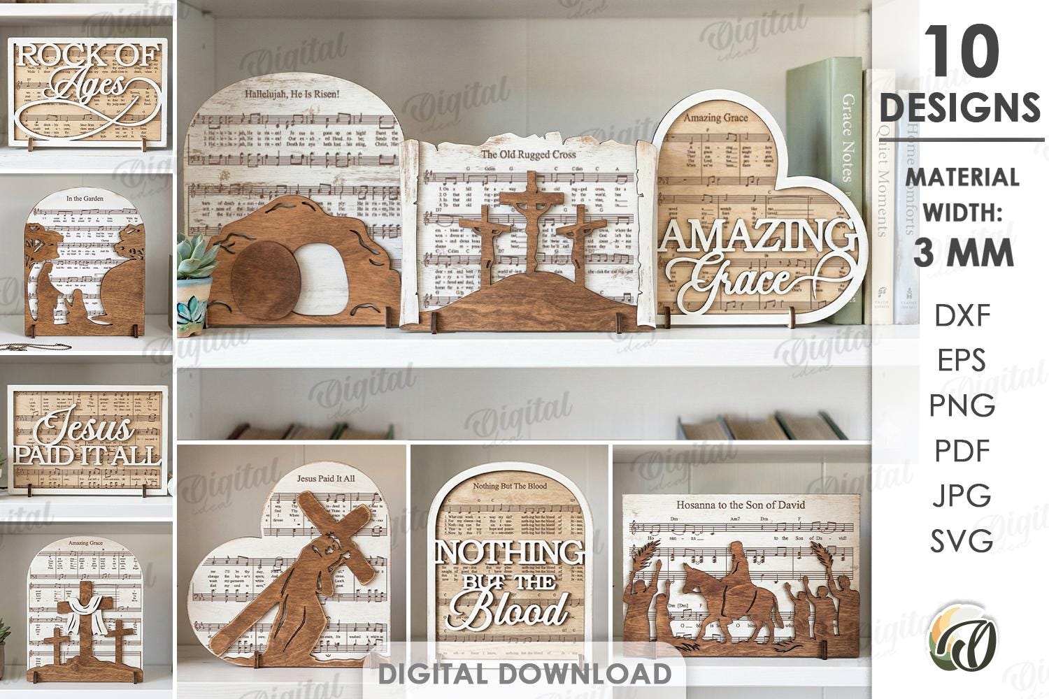 3D Christian Hymn Stands Bundle, Religious Decor Laser Cut Files ...