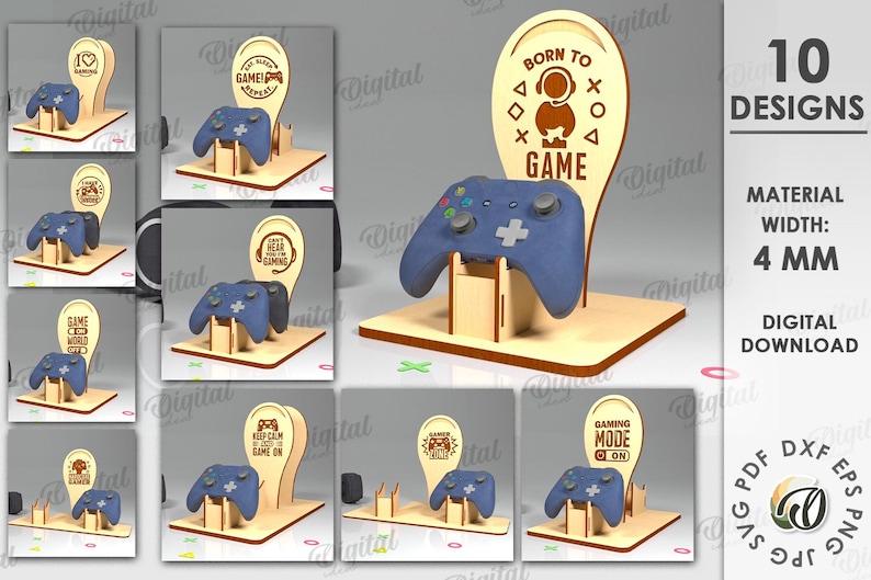 3D Controller and Headphones Stands Bundle, Controller Holder Laser Cut ...