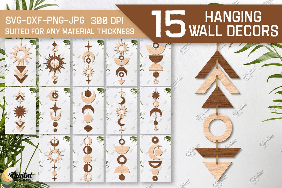 Hanging Wall Decor SVG Bundle, Boho Home Decor, Celestial Decoration ...
