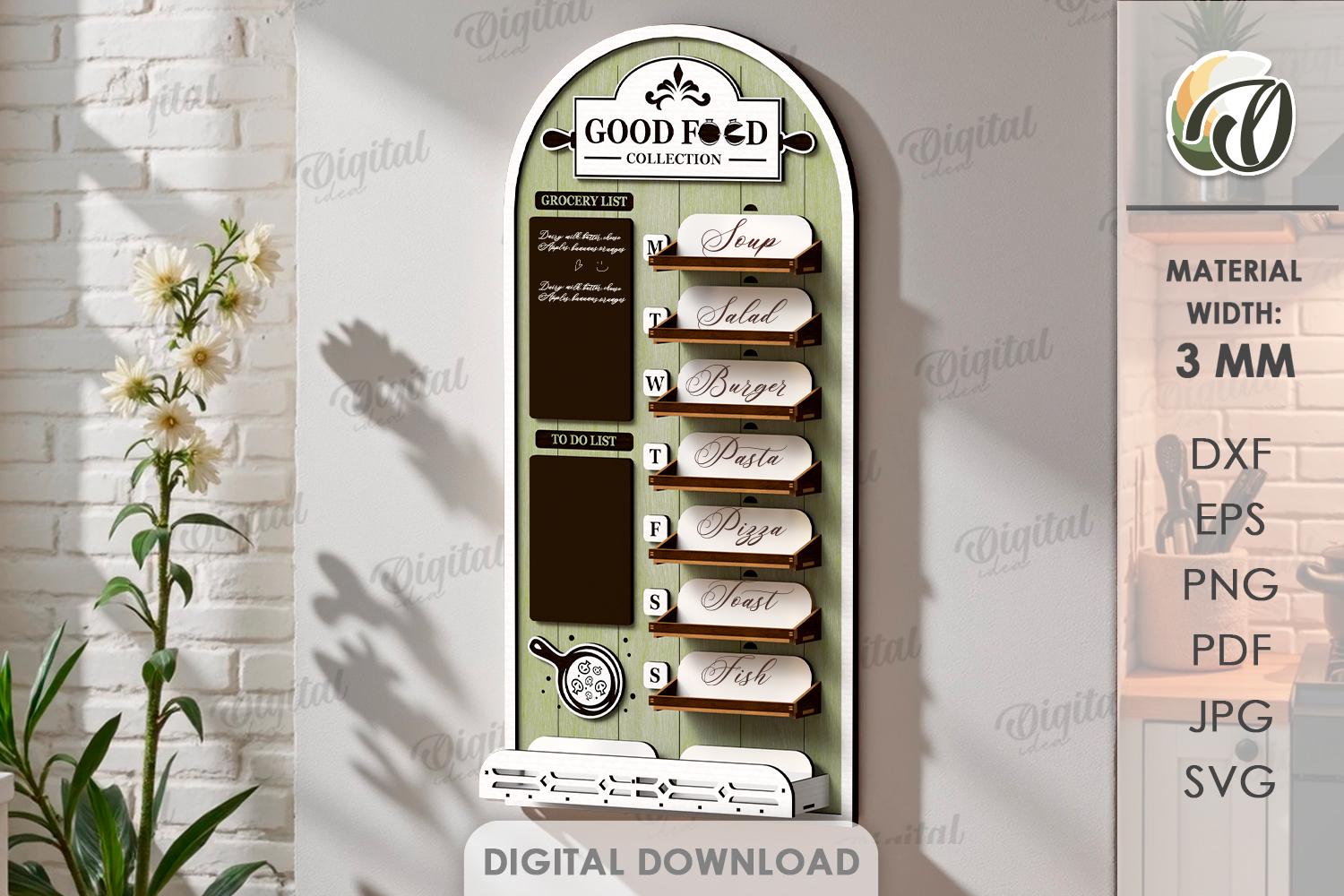 3D Weekly Menu Boards Bundle, Week Menu Planner Sign Laser Cut, Wooden ...