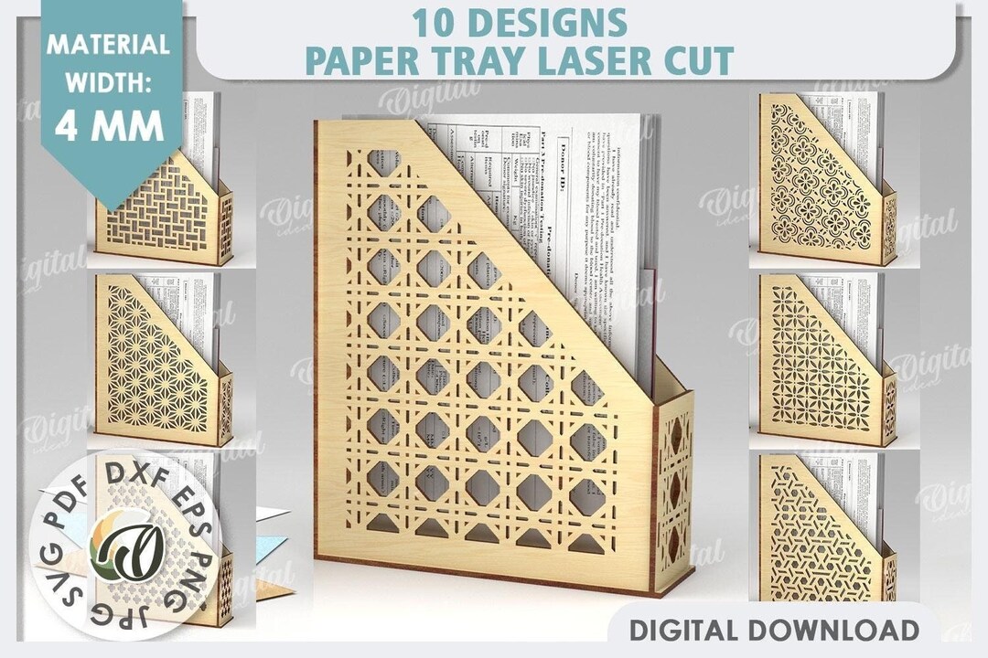 3D Paper Trays Bundle, Paper Desk Organizer Laser Cut, Document Storage ...